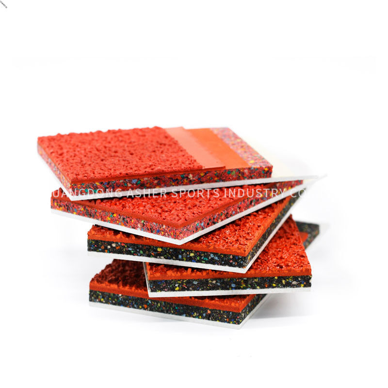 Integrated Sandwich Running Track , Smooth Rubber Flooring Tiles 10mm ...